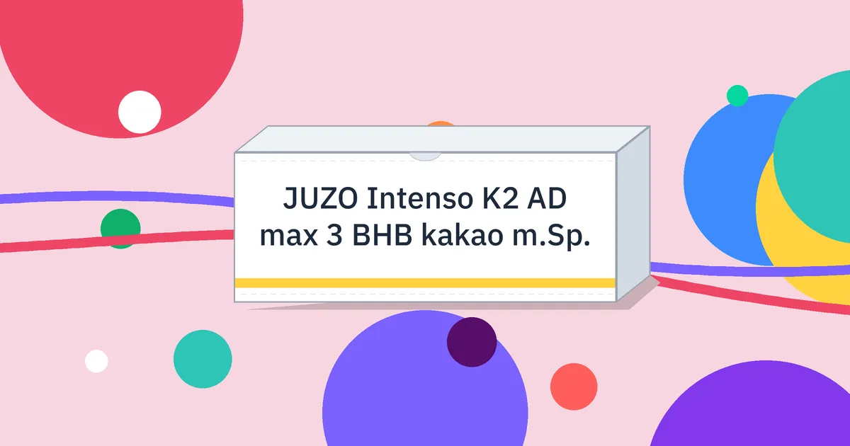 Symbolbild: Packung mit der Aufschrift JUZO Intenso K2 AD max 3 BHB kakao m.Sp. (PZN 18616581) – Verfügbarkeit und Bezug in Apotheken in Frankfurt am Main