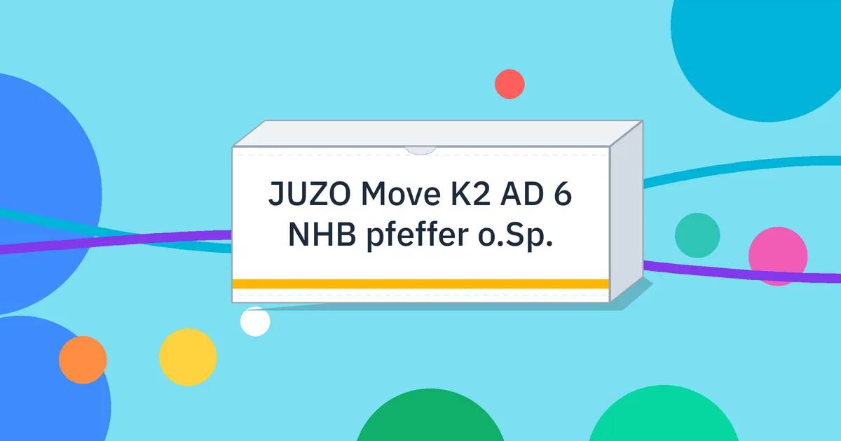 Symbolbild: Packung mit der Aufschrift JUZO Move K2 AD 6 NHB pfeffer o.Sp. (PZN 16341223) – Verfügbarkeit und Bezug in Apotheken in Frankfurt am Main