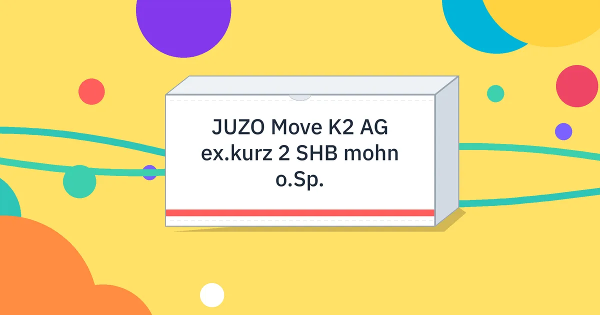 Symbolbild: Packung mit der Aufschrift JUZO Move K2 AG ex.kurz 2 SHB mohn o.Sp. (PZN 18565501) – Verfügbarkeit und Bezug in Apotheken in Frankfurt am Main