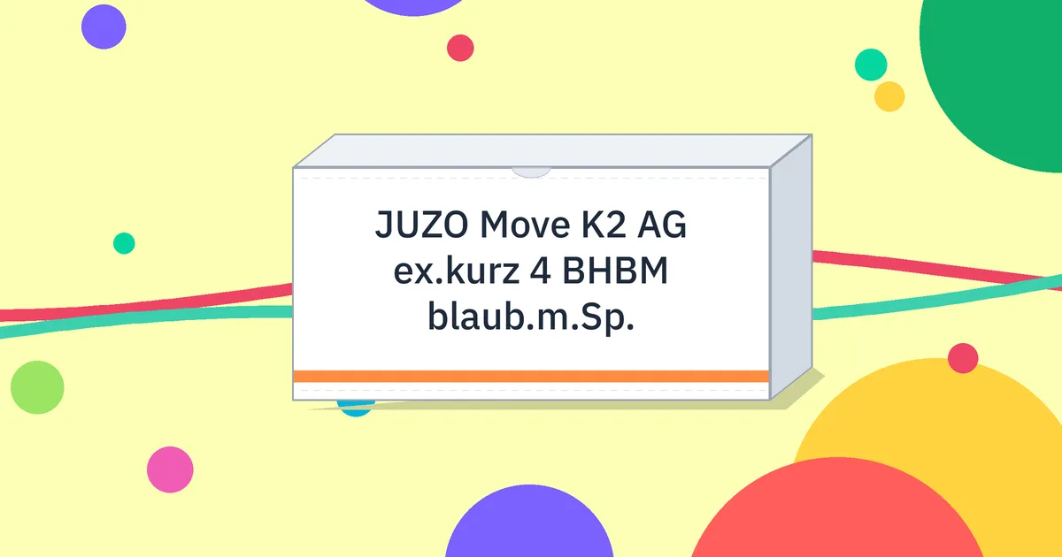 Symbolbild: Packung mit der Aufschrift JUZO Move K2 AG ex.kurz 4 BHBM blaub.m.Sp. (PZN 18564134) – Verfügbarkeit und Bezug in Apotheken in Frankfurt am Main