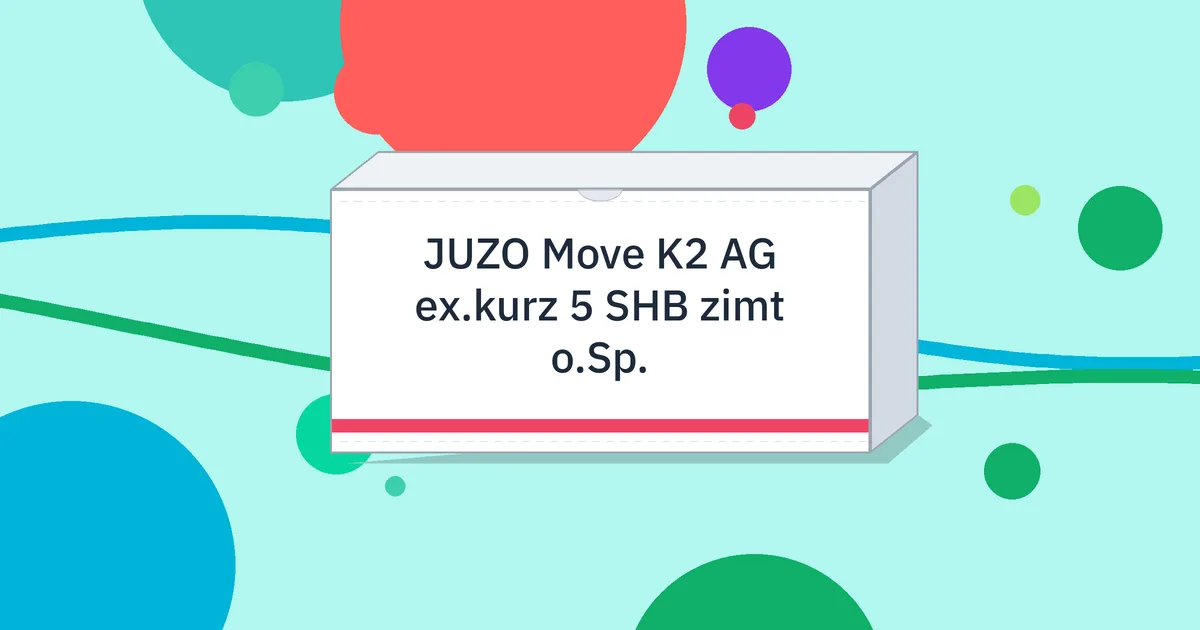 Symbolbild: Packung mit der Aufschrift JUZO Move K2 AG ex.kurz 5 SHB zimt o.Sp. (PZN 18533843) – Verfügbarkeit und Bezug in Apotheken in Frankfurt am Main
