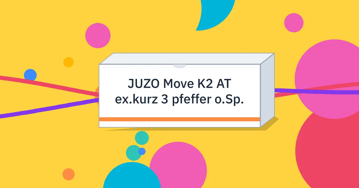 Symbolbild: Packung mit der Aufschrift JUZO Move K2 AT ex.kurz 3 pfeffer o.Sp. (PZN 20672144) – Verfügbarkeit und Bezug in Apotheken in Frankfurt am Main