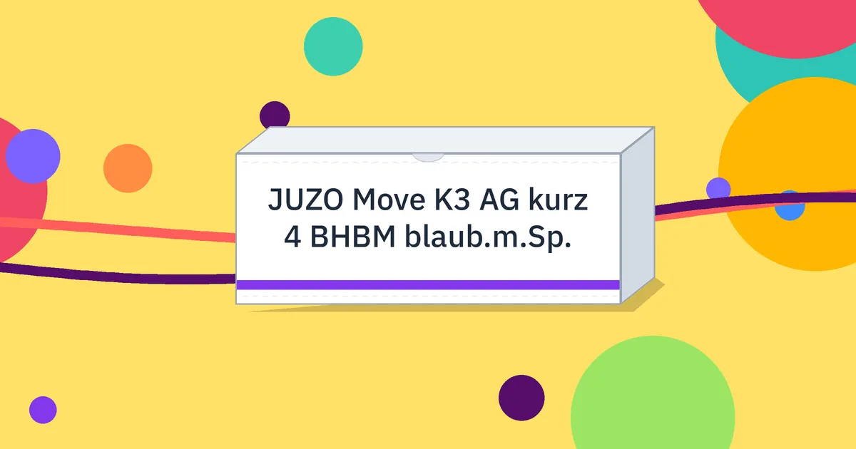 Symbolbild: Packung mit der Aufschrift JUZO Move K3 AG kurz 4 BHBM blaub.m.Sp. (PZN 18591869) – Verfügbarkeit und Bezug in Apotheken in Frankfurt am Main