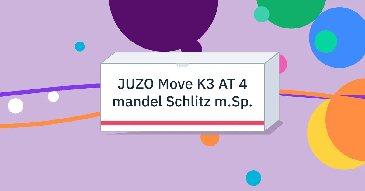 Symbolbild: Packung mit der Aufschrift JUZO Move K3 AT 4 mandel Schlitz m.Sp. (PZN 20678106) – Verfügbarkeit und Bezug in Apotheken in Frankfurt am Main