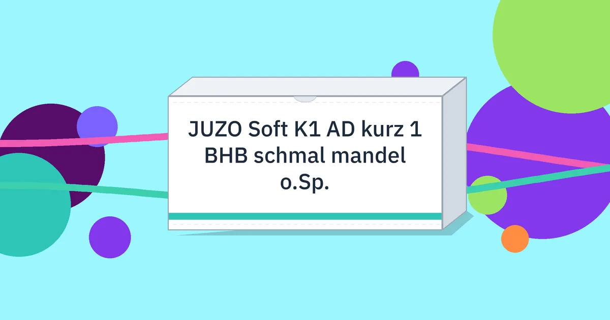 Symbolbild: Packung mit der Aufschrift JUZO Soft K1 AD kurz 1 BHB schmal mandel o.Sp. (PZN 15463875) – Verfügbarkeit und Bezug in Apotheken in Frankfurt am Main