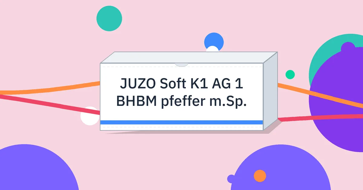 Symbolbild: Packung mit der Aufschrift JUZO Soft K1 AG 1 BHBM pfeffer m.Sp. (PZN 14854763) – Verfügbarkeit und Bezug in Apotheken in Frankfurt am Main