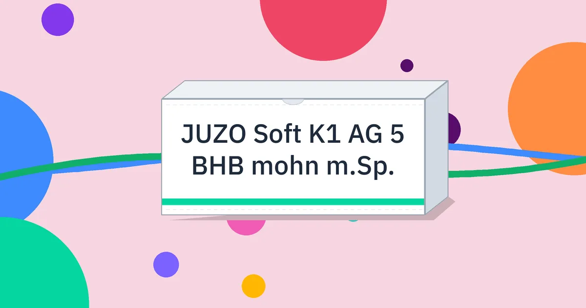 Symbolbild: Packung mit der Aufschrift JUZO Soft K1 AG 5 BHB mohn m.Sp. (PZN 14821120) – Verfügbarkeit und Bezug in Apotheken in Frankfurt am Main