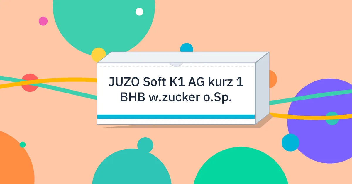 Symbolbild: Packung mit der Aufschrift JUZO Soft K1 AG kurz 1 BHB w.zucker o.Sp. (PZN 14838497) – Verfügbarkeit und Bezug in Apotheken in Frankfurt am Main