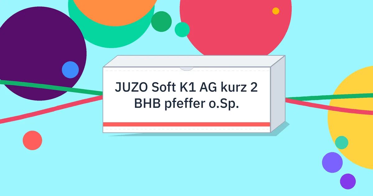Symbolbild: Packung mit der Aufschrift JUZO Soft K1 AG kurz 2 BHB pfeffer o.Sp. (PZN 14822668) – Verfügbarkeit und Bezug in Apotheken in Frankfurt am Main