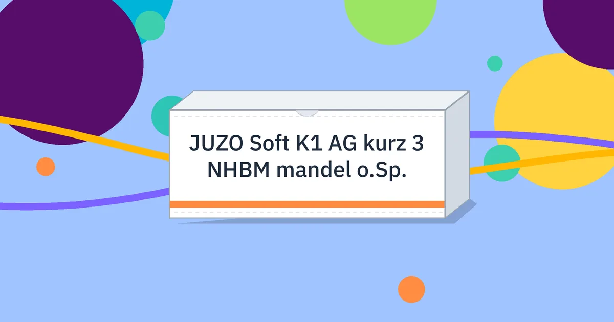 Symbolbild: Packung mit der Aufschrift JUZO Soft K1 AG kurz 3 NHBM mandel o.Sp. (PZN 14996411) – Verfügbarkeit und Bezug in Apotheken in Frankfurt am Main