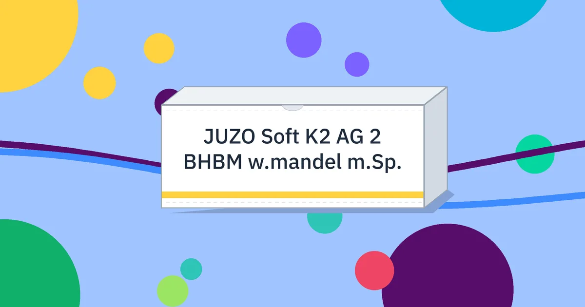 Symbolbild: Packung mit der Aufschrift JUZO Soft K2 AG 2 BHBM w.mandel m.Sp. (PZN 14867027) – Verfügbarkeit und Bezug in Apotheken in Frankfurt am Main