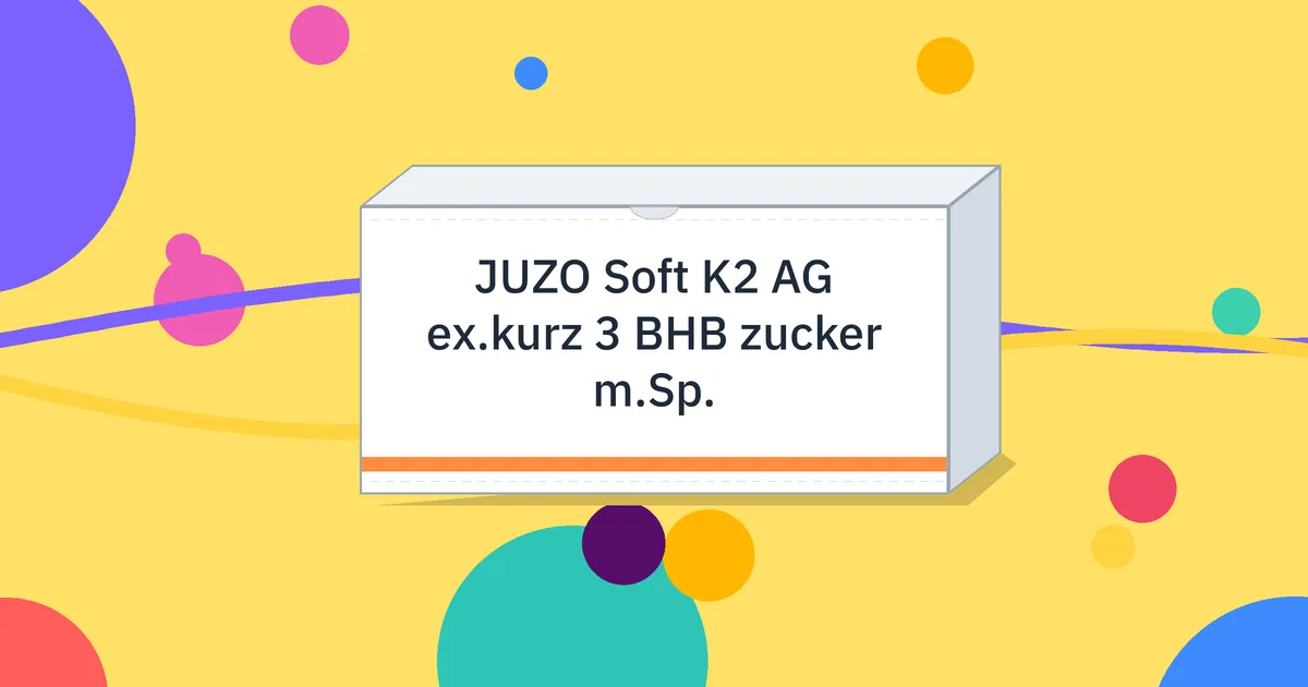 Symbolbild: Packung mit der Aufschrift JUZO Soft K2 AG ex.kurz 3 BHB zucker m.Sp. (PZN 14827246) – Verfügbarkeit und Bezug in Apotheken in Frankfurt am Main