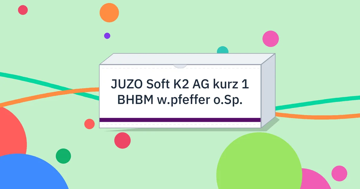 Symbolbild: Packung mit der Aufschrift JUZO Soft K2 AG kurz 1 BHBM w.pfeffer o.Sp. (PZN 14869279) – Verfügbarkeit und Bezug in Apotheken in Frankfurt am Main