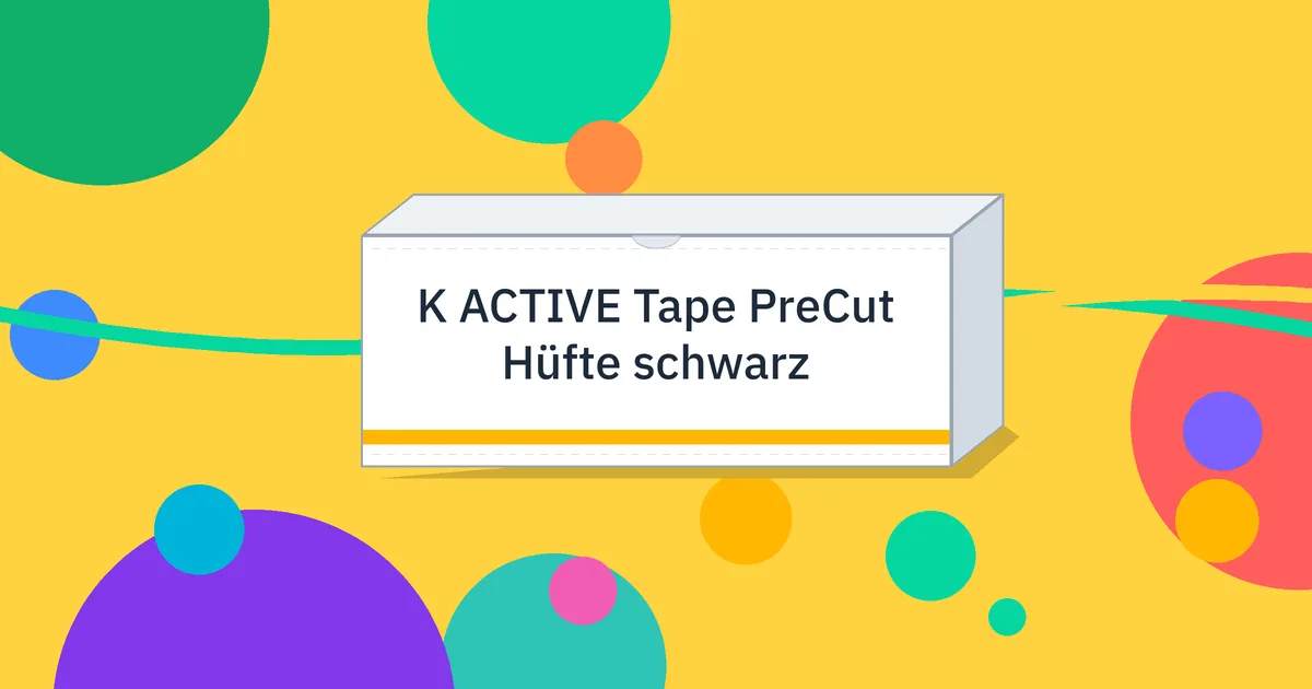 Symbolbild: Packung mit der Aufschrift K ACTIVE Tape PreCut Hüfte schwarz (PZN 06936493) – Verfügbarkeit und Bezug in Apotheken in Frankfurt am Main