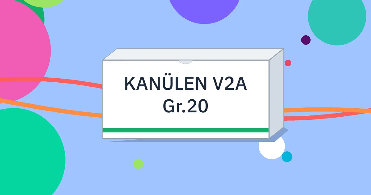 Symbolbild: Packung mit der Aufschrift KANÜLEN V2A Gr.20 (PZN 01728672) – Verfügbarkeit und Bezug in Apotheken in Frankfurt am Main