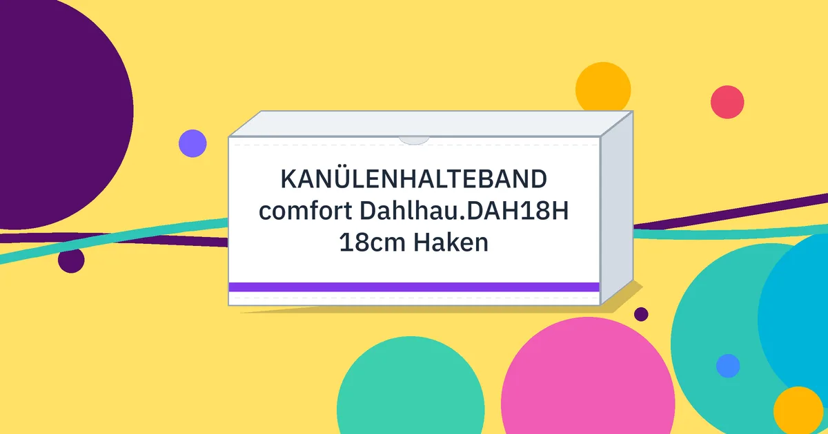 Symbolbild: Packung mit der Aufschrift KANÜLENHALTEBAND comfort Dahlhau.DAH18H 18cm Haken (PZN 16324880) – Verfügbarkeit und Bezug in Apotheken in Frankfurt am Main