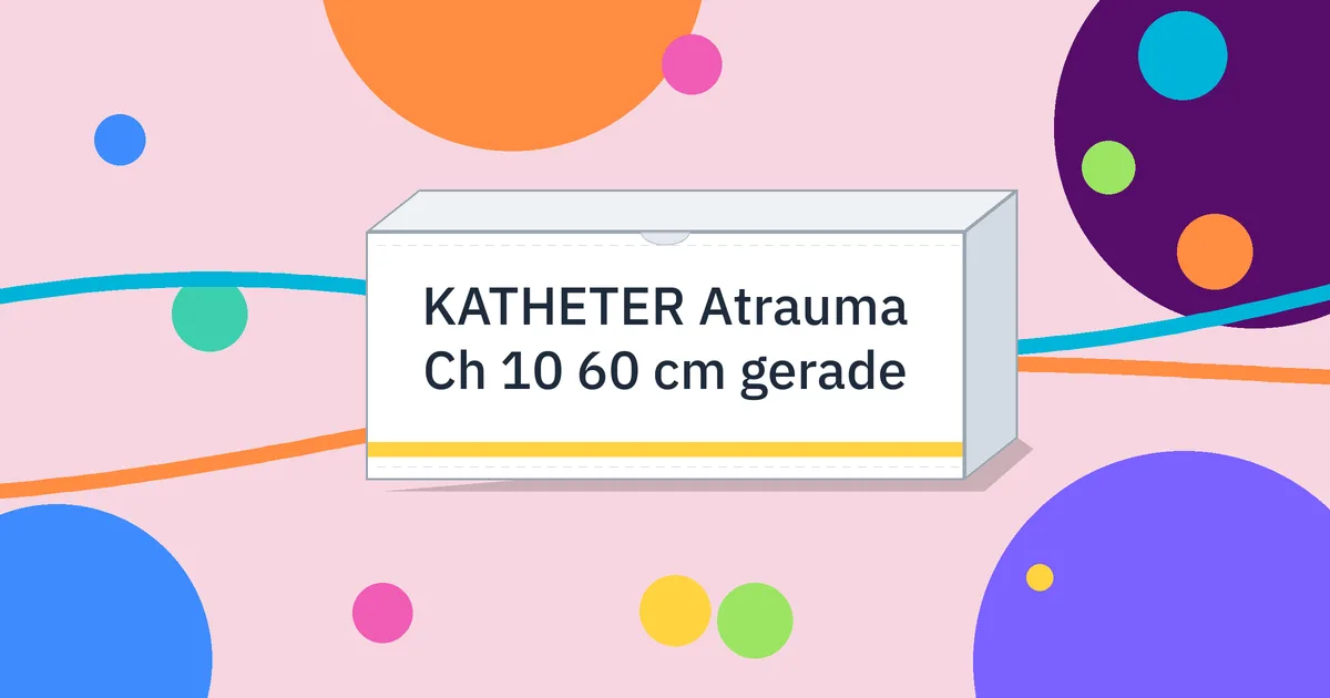 Symbolbild: Packung mit der Aufschrift KATHETER Atrauma Ch 10 60 cm gerade (PZN 10518258) – Verfügbarkeit und Bezug in Apotheken in Frankfurt am Main