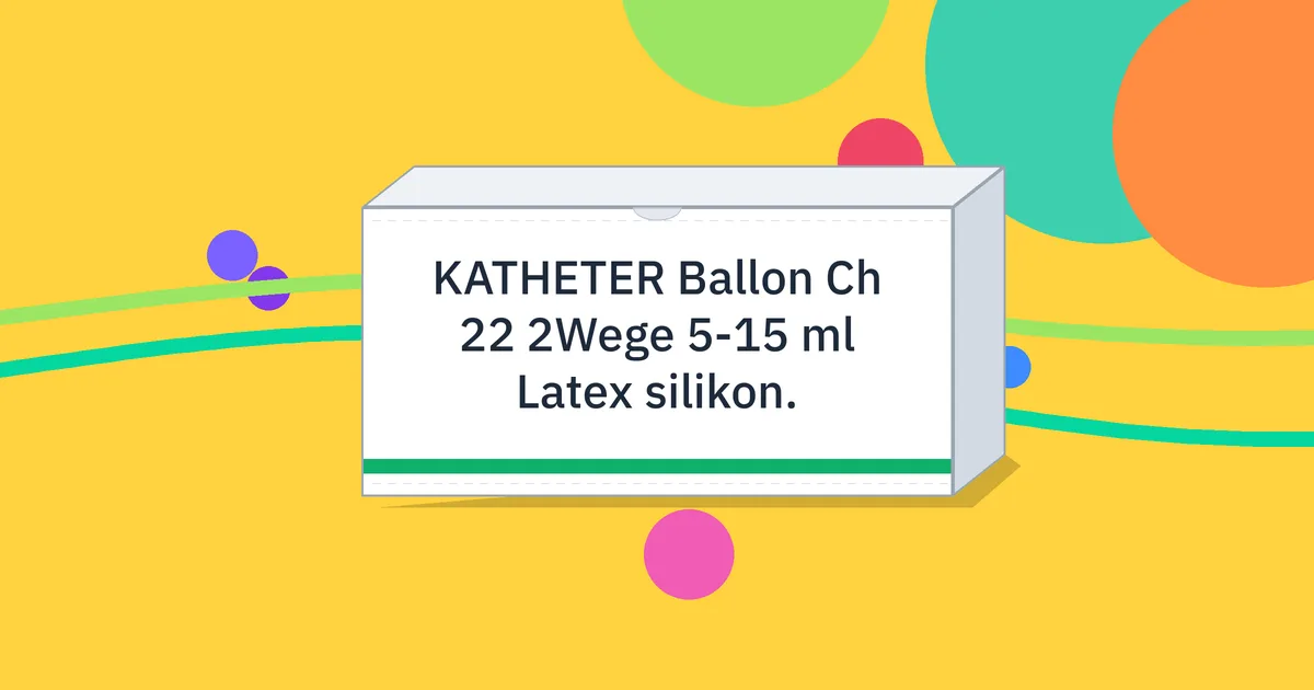 Symbolbild: Packung mit der Aufschrift KATHETER Ballon Ch 22 2Wege 5-15 ml Latex silikon. (PZN 06865474) – Verfügbarkeit und Bezug in Apotheken in Frankfurt am Main
