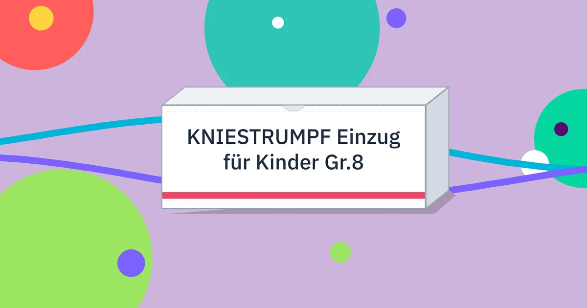 Symbolbild: Packung mit der Aufschrift KNIESTRUMPF Einzug für Kinder Gr.8 (PZN 01738802) – Verfügbarkeit und Bezug in Apotheken in Frankfurt am Main