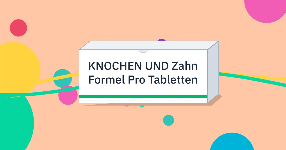 Symbolbild: Packung mit der Aufschrift KNOCHEN UND Zahn Formel Pro Tabletten (PZN 19236171) – Verfügbarkeit und Bezug in Apotheken in Frankfurt am Main