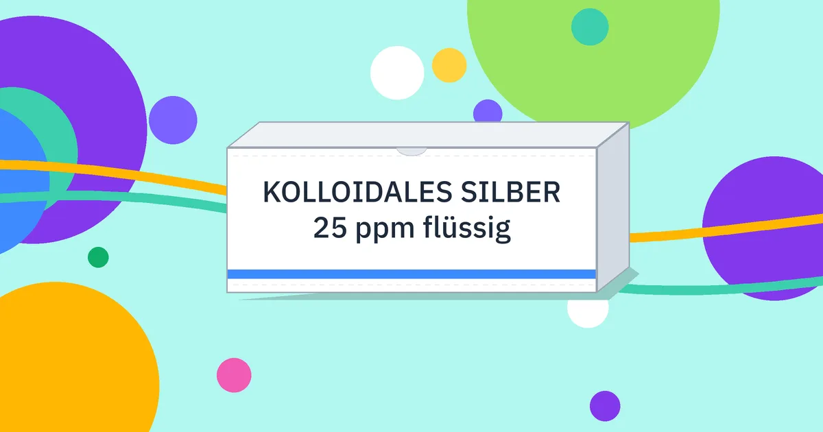 Symbolbild: Packung mit der Aufschrift KOLLOIDALES SILBER 25 ppm flüssig (PZN 11321434) – Verfügbarkeit und Bezug in Apotheken in Frankfurt am Main