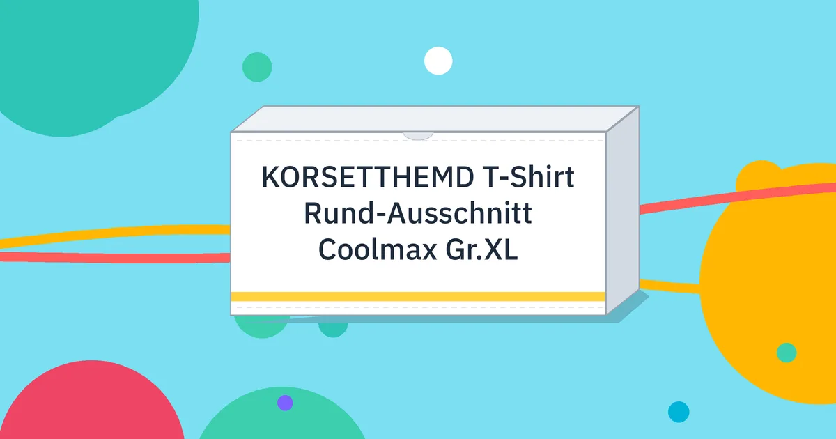 Symbolbild: Packung mit der Aufschrift KORSETTHEMD T-Shirt Rund-Ausschnitt Coolmax Gr.XL (PZN 09639318) – Verfügbarkeit und Bezug in Apotheken in Frankfurt am Main
