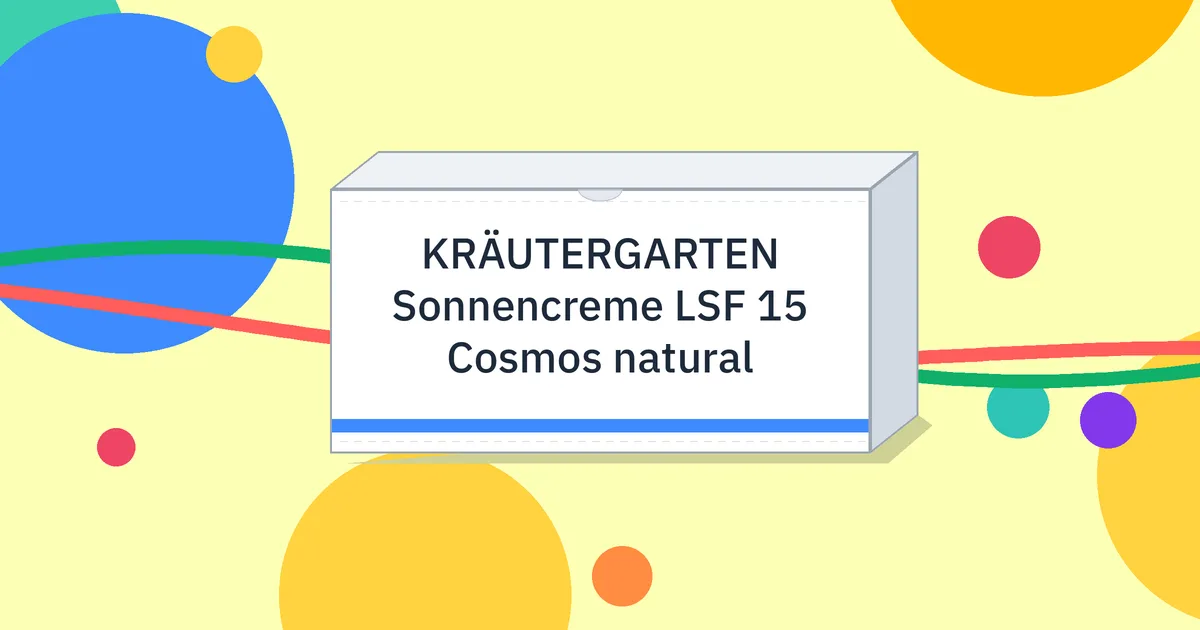 Symbolbild: Packung mit der Aufschrift KRÄUTERGARTEN Sonnencreme LSF 15 Cosmos natural (PZN 16801630) – Verfügbarkeit und Bezug in Apotheken in Frankfurt am Main