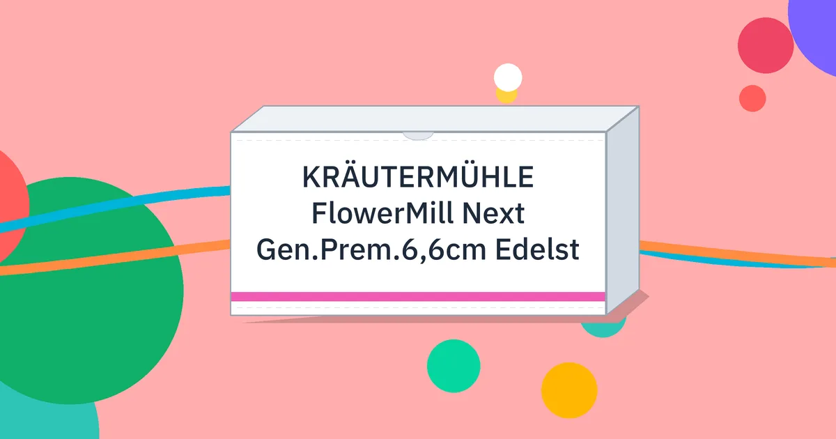 Symbolbild: Packung mit der Aufschrift KRÄUTERMÜHLE FlowerMill Next Gen.Prem.6,6cm Edelst (PZN 19457937) – Verfügbarkeit und Bezug in Apotheken in Frankfurt am Main