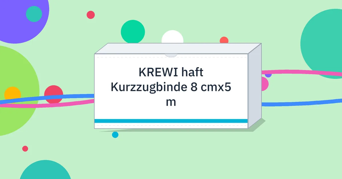 Symbolbild: Packung mit der Aufschrift KREWI haft Kurzzugbinde 8 cmx5 m (PZN 11337820) – Verfügbarkeit und Bezug in Apotheken in Frankfurt am Main