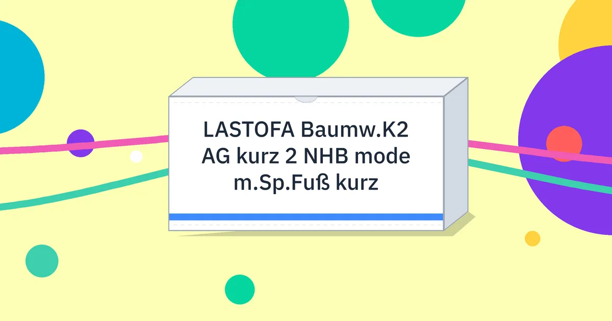 Symbolbild: Packung mit der Aufschrift LASTOFA Baumw.K2 AG kurz 2 NHB mode m.Sp.Fuß kurz (PZN 01948037) – Verfügbarkeit und Bezug in Apotheken in Frankfurt am Main