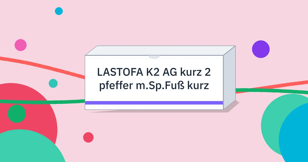 Symbolbild: Packung mit der Aufschrift LASTOFA K2 AG kurz 2 pfeffer m.Sp.Fuß kurz (PZN 13803663) – Verfügbarkeit und Bezug in Apotheken in Frankfurt am Main