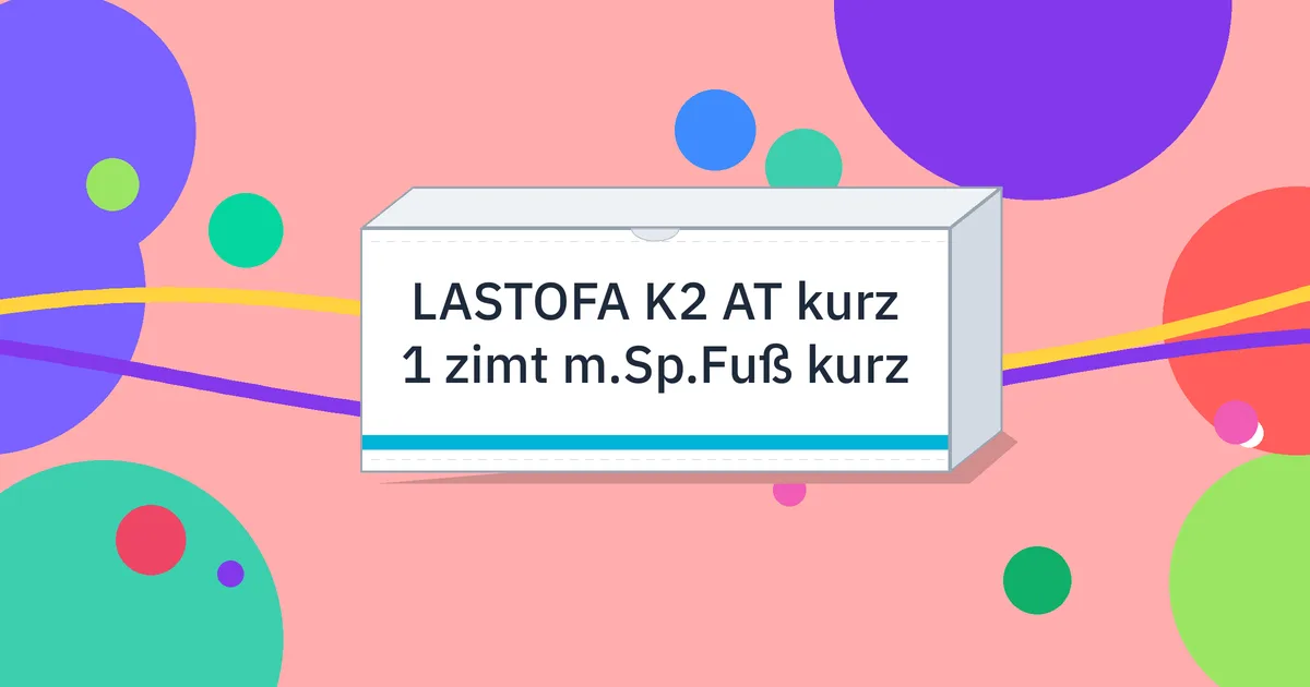 Symbolbild: Packung mit der Aufschrift LASTOFA K2 AT kurz 1 zimt m.Sp.Fuß kurz (PZN 13808258) – Verfügbarkeit und Bezug in Apotheken in Frankfurt am Main
