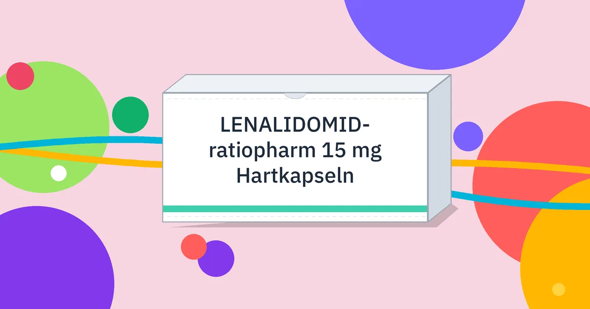 Symbolbild: Packung mit der Aufschrift LENALIDOMID-ratiopharm 15 mg Hartkapseln (PZN 18372765) – Verfügbarkeit und Bezug in Apotheken in Frankfurt am Main
