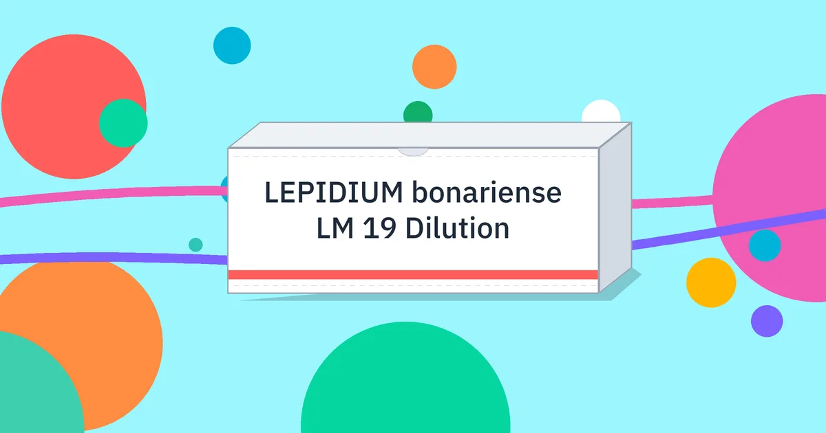 Symbolbild: Packung mit der Aufschrift LEPIDIUM bonariense LM 19 Dilution (PZN 13526459) – Verfügbarkeit und Bezug in Apotheken in Frankfurt am Main