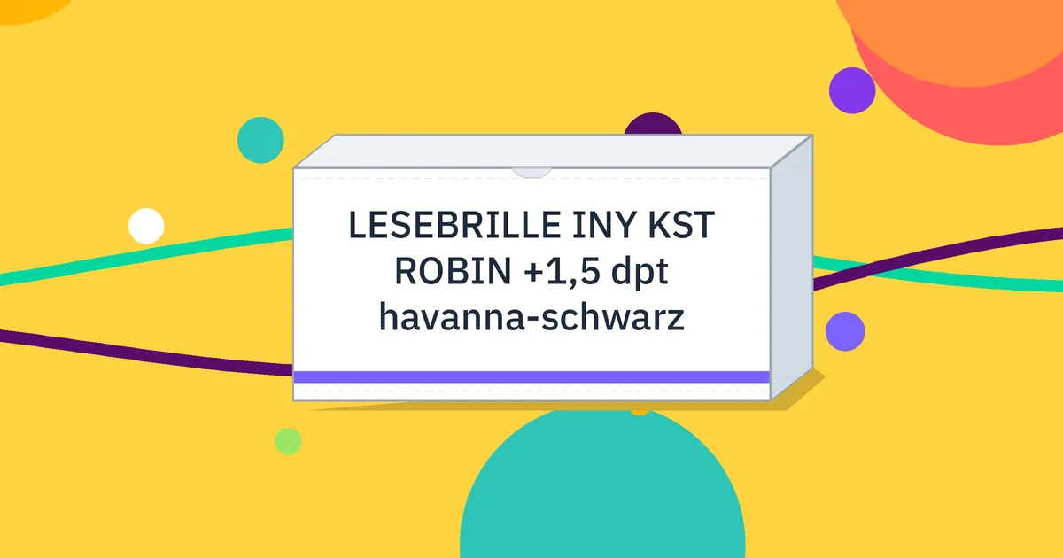 Symbolbild: Packung mit der Aufschrift LESEBRILLE INY KST ROBIN +1,5 dpt havanna-schwarz (PZN 19941024) – Verfügbarkeit und Bezug in Apotheken in Frankfurt am Main