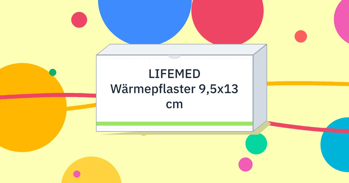 Symbolbild: Packung mit der Aufschrift LIFEMED Wärmepflaster 9,5x13 cm (PZN 19357443) – Verfügbarkeit und Bezug in Apotheken in Frankfurt am Main