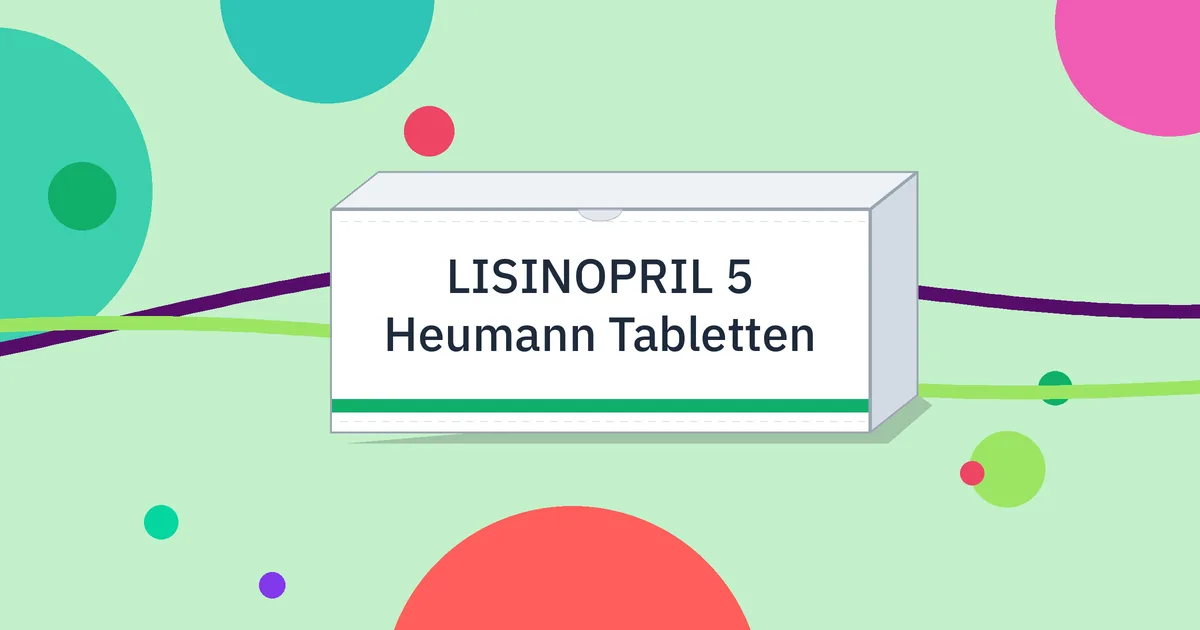Symbolbild: Packung mit der Aufschrift LISINOPRIL 5 Heumann Tabletten (PZN 00476398) – Verfügbarkeit und Bezug in Apotheken in Frankfurt am Main