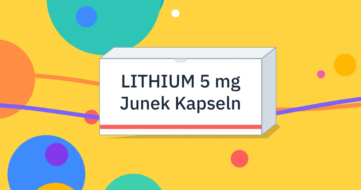 Symbolbild: Packung mit der Aufschrift LITHIUM 5 mg Junek Kapseln (PZN 20172341) – Verfügbarkeit und Bezug in Apotheken in Frankfurt am Main