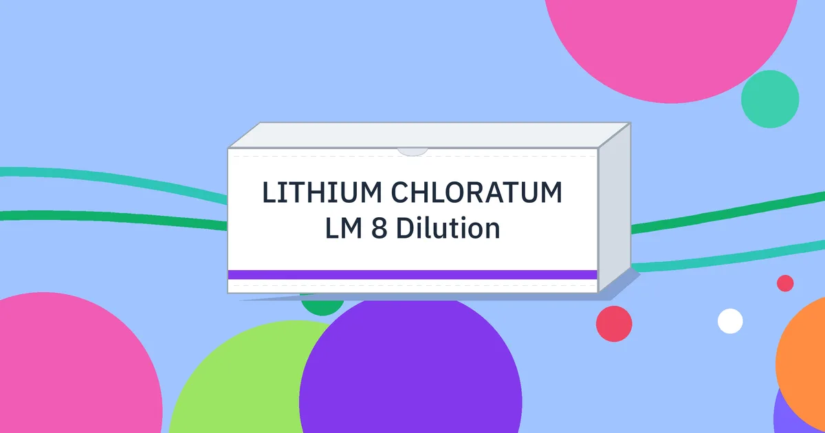 Symbolbild: Packung mit der Aufschrift LITHIUM CHLORATUM LM 8 Dilution (PZN 12931962) – Verfügbarkeit und Bezug in Apotheken in Frankfurt am Main