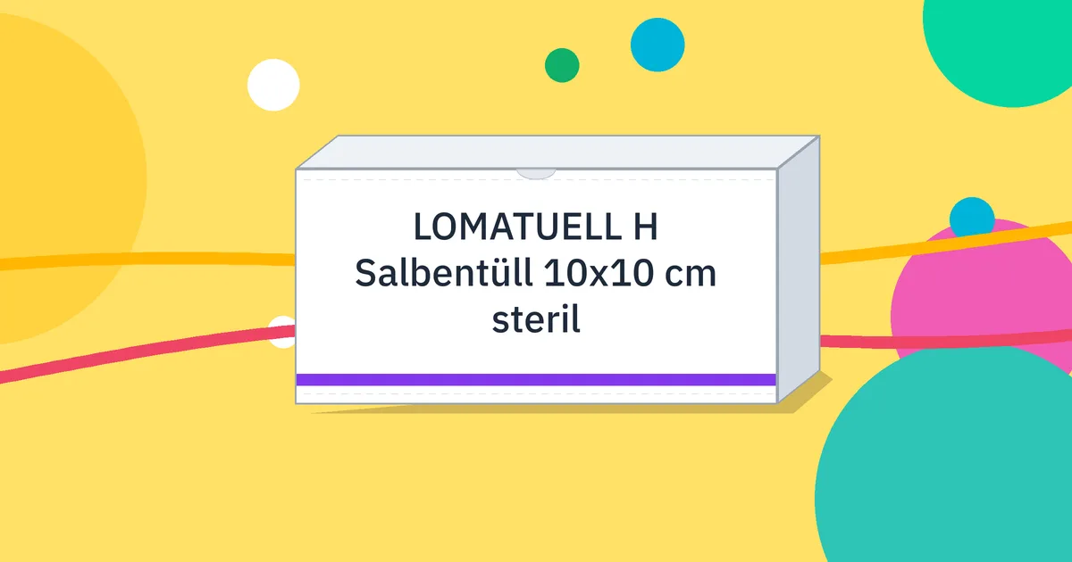 Symbolbild: Packung mit der Aufschrift LOMATUELL H Salbentüll 10x10 cm steril (PZN 17832130) – Verfügbarkeit und Bezug in Apotheken in Frankfurt am Main