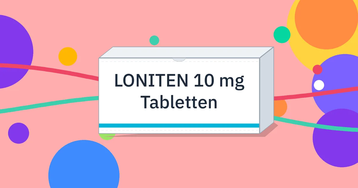 Symbolbild: Packung mit der Aufschrift LONITEN 10 mg Tabletten (PZN 07423933) – Verfügbarkeit und Bezug in Apotheken in Frankfurt am Main