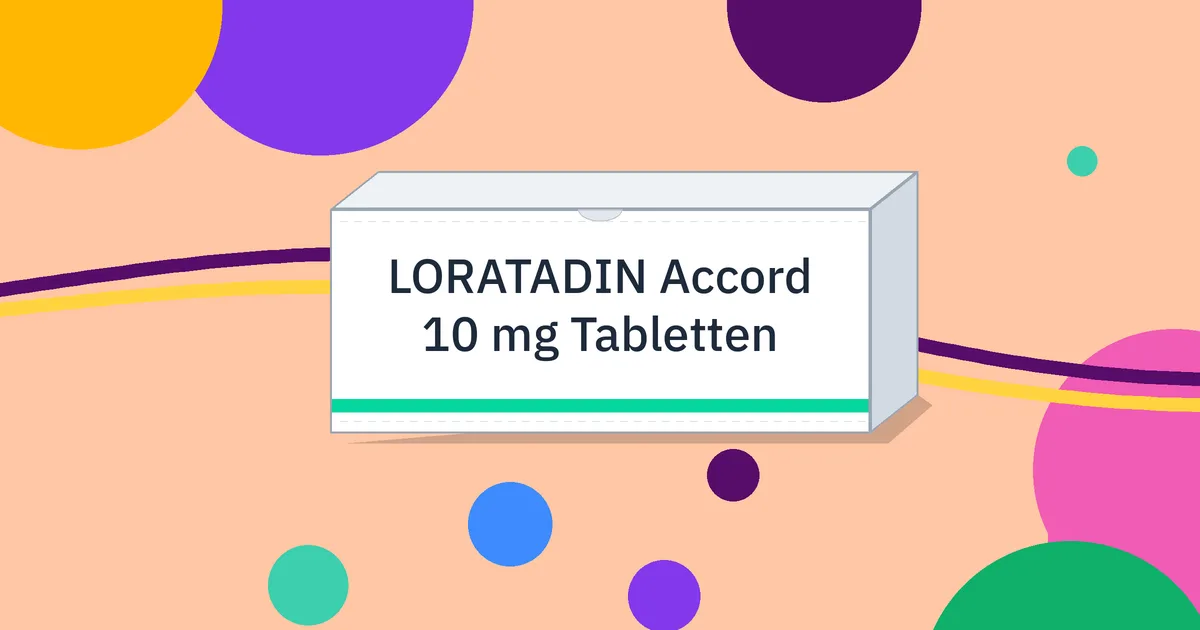Symbolbild: Packung mit der Aufschrift LORATADIN Accord 10 mg Tabletten (PZN 19637496) – Verfügbarkeit und Bezug in Apotheken in Frankfurt am Main