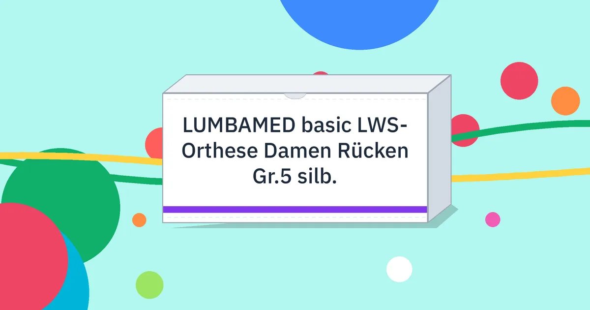 Symbolbild: Packung mit der Aufschrift LUMBAMED basic LWS-Orthese Damen Rücken Gr.5 silb. (PZN 18827881) – Verfügbarkeit und Bezug in Apotheken in Frankfurt am Main