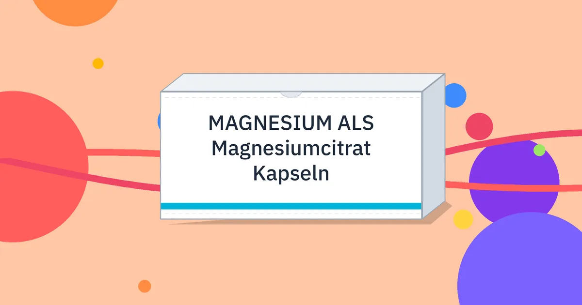 Symbolbild: Packung mit der Aufschrift MAGNESIUM ALS Magnesiumcitrat Kapseln (PZN 18659774) – Verfügbarkeit und Bezug in Apotheken in Frankfurt am Main