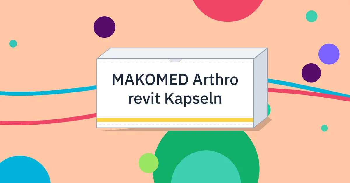 Symbolbild: Packung mit der Aufschrift MAKOMED Arthro revit Kapseln (PZN 09204365) – Verfügbarkeit und Bezug in Apotheken in Frankfurt am Main