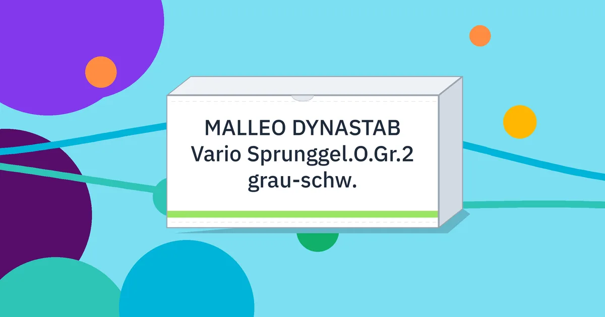 Symbolbild: Packung mit der Aufschrift MALLEO DYNASTAB Vario Sprunggel.O.Gr.2 grau-schw. (PZN 13984423) – Verfügbarkeit und Bezug in Apotheken in Frankfurt am Main