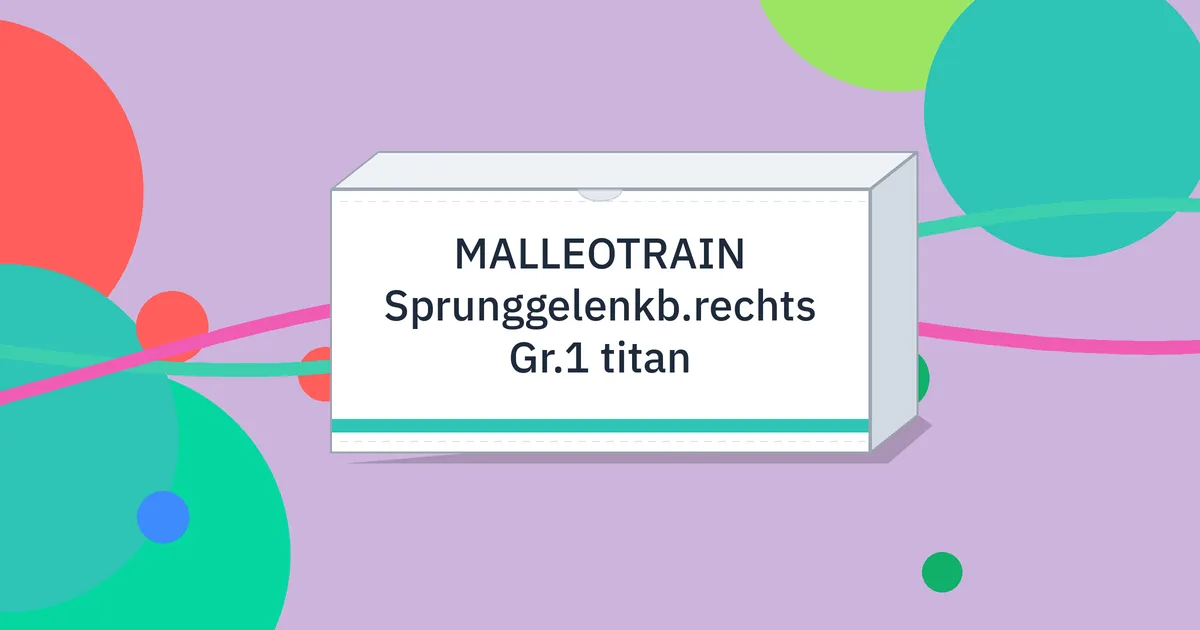 Symbolbild: Packung mit der Aufschrift MALLEOTRAIN Sprunggelenkb.rechts Gr.1 titan (PZN 01284040) – Verfügbarkeit und Bezug in Apotheken in Frankfurt am Main