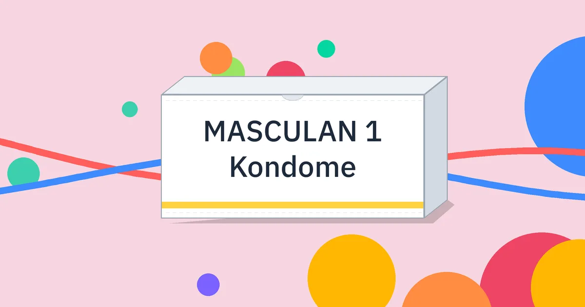 Symbolbild: Packung mit der Aufschrift MASCULAN 1 Kondome (PZN 01146651) – Verfügbarkeit und Bezug in Apotheken in Frankfurt am Main