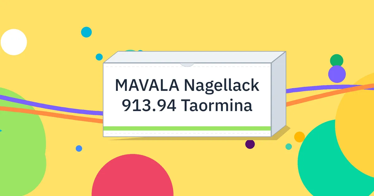 Symbolbild: Packung mit der Aufschrift MAVALA Nagellack 913.94 Taormina (PZN 17209431) – Verfügbarkeit und Bezug in Apotheken in Frankfurt am Main