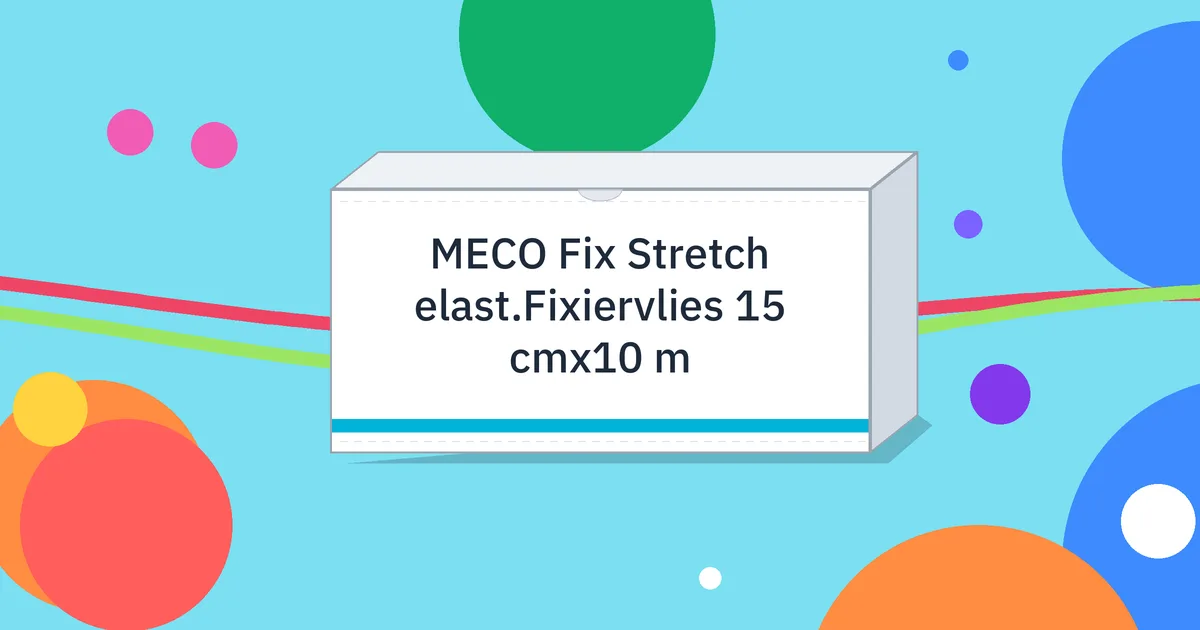 Symbolbild: Packung mit der Aufschrift MECO Fix Stretch elast.Fixiervlies 15 cmx10 m (PZN 19181777) – Verfügbarkeit und Bezug in Apotheken in Frankfurt am Main